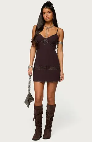 EDIKTED Raquelle Beaded Mini Dress