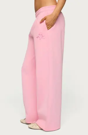 EDIKTED Embroidered Wide Leg Sweatpants