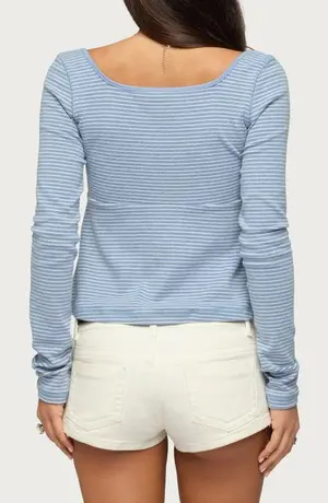 EDIKTED Stripe Knit Babydoll Top