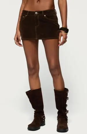 EDIKTED Faux Suede Miniskort