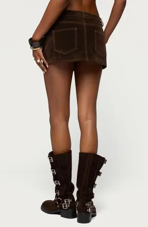 EDIKTED Faux Suede Miniskort