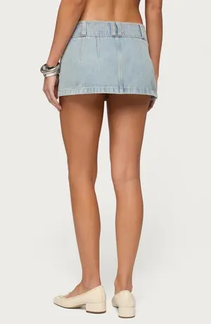 EDIKTED Rae Low Rise Denim Skort - Light-blue