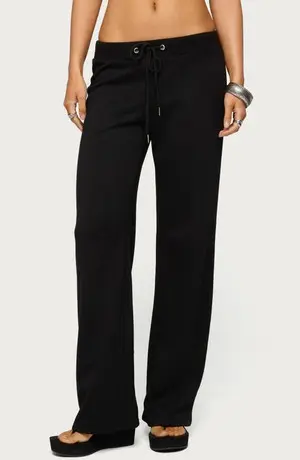 EDIKTED Quinn Straight Leg Sweatpants - Black