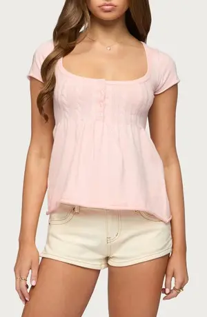 EDIKTED Cable-knit Babydoll Top