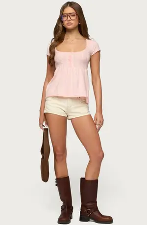 EDIKTED Cable-knit Babydoll Top