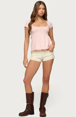 EDIKTED Cable-knit Babydoll Top