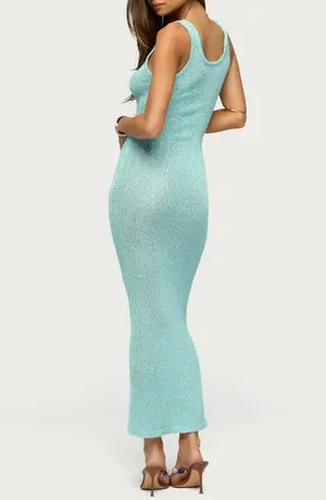 EDIKTED Sequin Sleeveless Maxi Sweater Dress