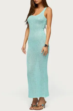 EDIKTED Sequin Sleeveless Maxi Sweater Dress