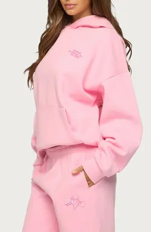 EDIKTED Keychain Graphic Hoodie - Pink