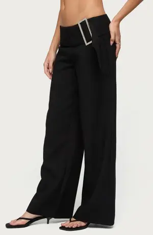EDIKTED Buckle Low Rise Baggy Pants