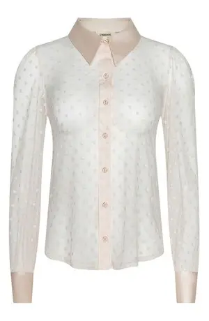 L'Agence Sophie Swiss Dot Button-up Shirt - Ecru