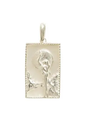FREYA ROSE Rectangle And Moon Pendant - Silver