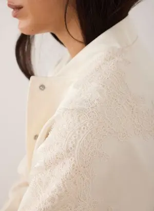 Mint Velvet Satin Lace Trim Bomber Jacket