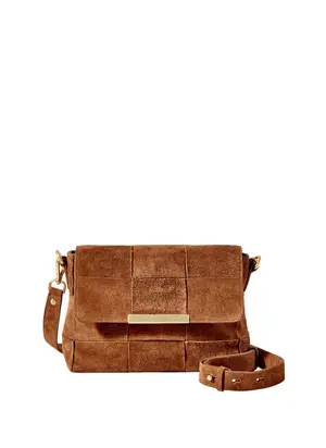 Mint Velvet Lara Suede Woven Crossbody Bag - Tan