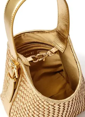 Mint Velvet Leather Woven Bucket Bag