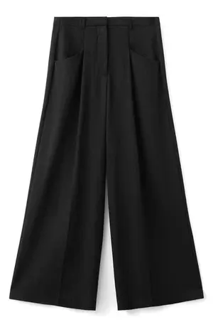 Mango Straight Fit Lyocell Blend Wide Leg Trousers