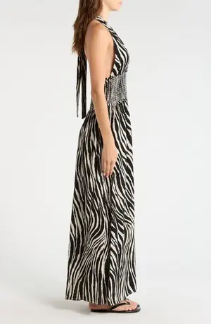 Elan Halter Smocked Waist Maxi Cover-up Dress