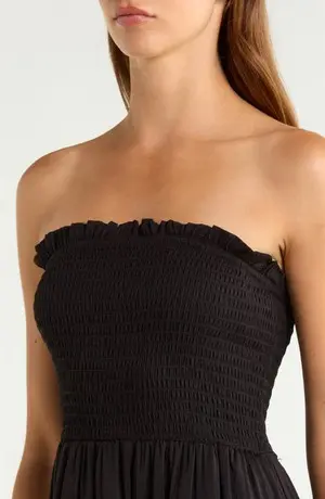 Elan Tiered Strapless Cover-up Dress - Black
