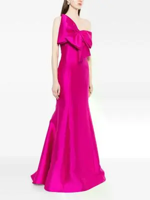 Amsale One-shoulder Bow Maxi Dress - Pink