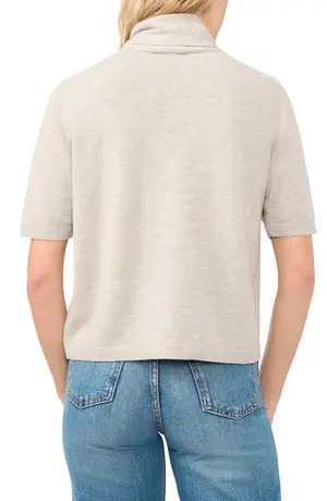 CECE DUPRAZ Tie Neck Short Sleeve Cardigan - Warm Grey
