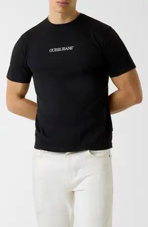 Guess Jacquard Stripe Logo Graphic T-shirt - Black