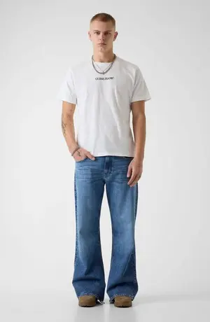 Guess Jacquard Stripe Logo Graphic T-shirt - White