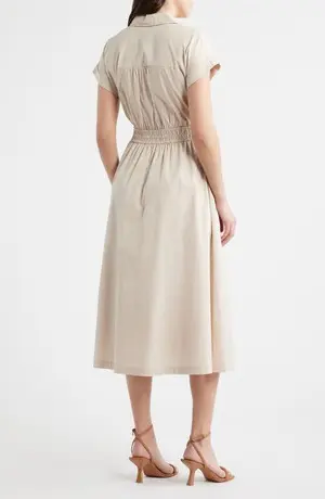 ZOE AND CLAIRE Tie Waist Midi Shirt Dress