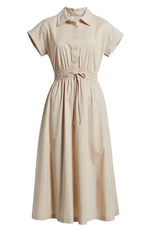 ZOE AND CLAIRE Tie Waist Midi Shirt Dress