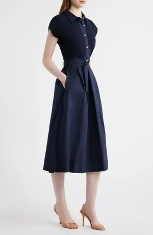 ZOE AND CLAIRE Mixed Media Shirtdress