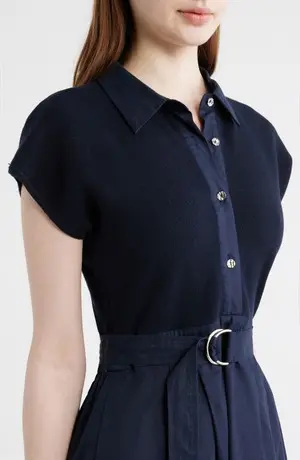 ZOE AND CLAIRE Mixed Media Shirtdress