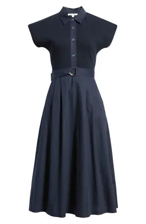 ZOE AND CLAIRE Mixed Media Shirtdress