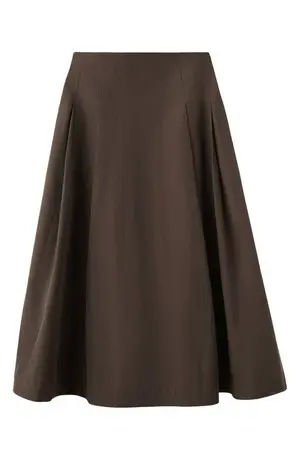 Mango Pleated Cotton-blend Midi Skirt - Chocolate
