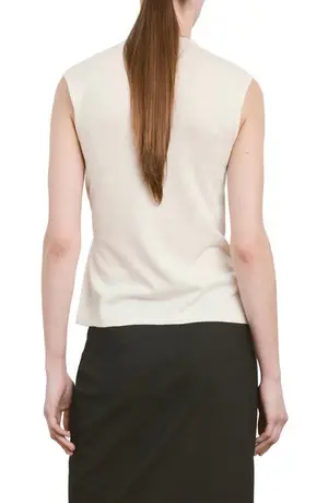 Mango Side Gather Mock Neck Sweater Vest - Ecru