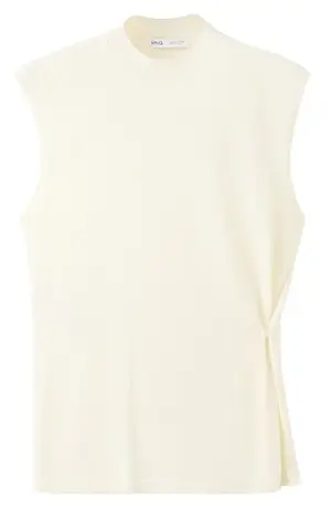 Mango Side Gather Mock Neck Sweater Vest - Ecru