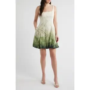 Julia Jordan Tropical Print Fit-and-flare Minidress