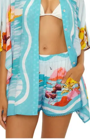 Trina Turk Cyclades Print Cover-up Shorts - Multi