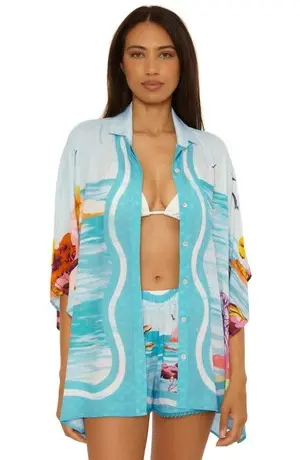 Trina Turk Cyclades Print Cover-up Shorts