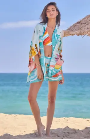 Trina Turk Cyclades Print Cover-up Shorts