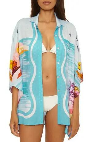 Trina Turk Cyclades Button-up Cover-up Shirt