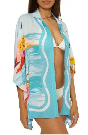 Trina Turk Cyclades Button-up Cover-up Shirt
