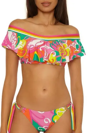Trina Turk Elara Ruffle Off-the-shoulder Bikini Top - Multi