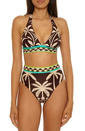 Trina Turk Syros Banded High Waist Bikini Bottoms