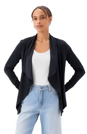 Karen Kane Open Front Cardigan - Black