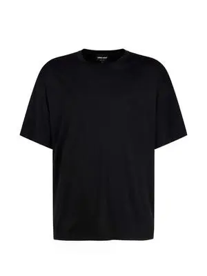 Giorgio Armani Cotton And Modal T-shirt With Embroidery - Black