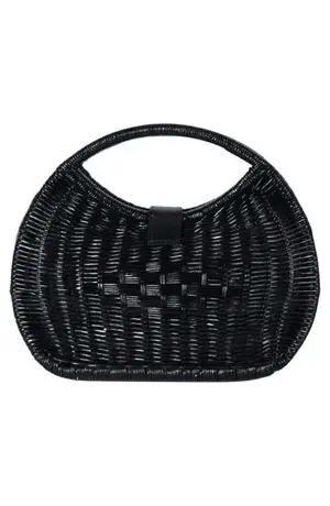 JELAVU Artemiss Rattan Half Moon Clutch - Black