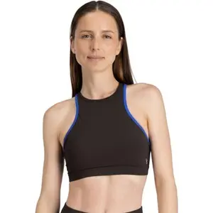 Wallien Racerfront Tie Bikini Top Coffee/blue