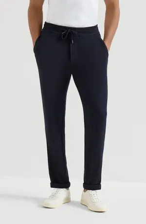 Brunello Cucinelli Cashmere And Silk French Terry Trousers - Blue