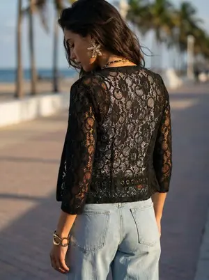 LASCANA Floral Lace Zip Jacket