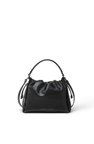 Brunello Cucinelli Small Soft Leather Mellow Bucket Bag - Black