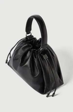 Brunello Cucinelli Small Soft Leather Mellow Bucket Bag - Black